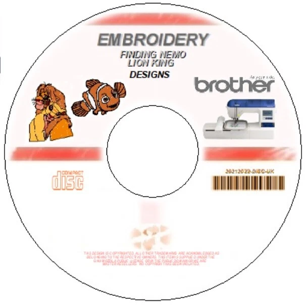 FINDING NEMO & The Lion King Brother Pes Embroidery Designs Collection ...