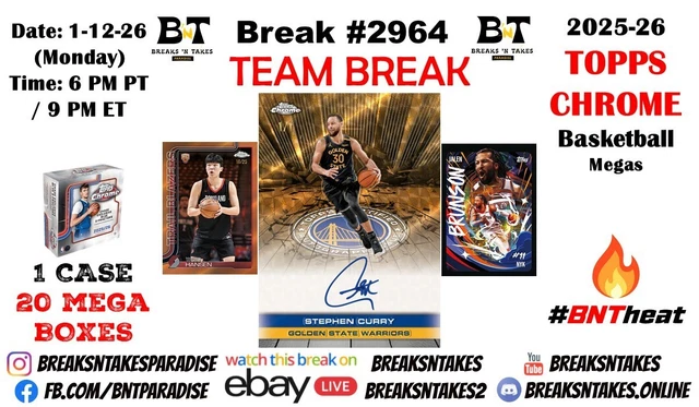 MIAMI HEAT 2025-26 Topps Chrome Basketball Mega CASE 20 BOX Break #2964 ...
