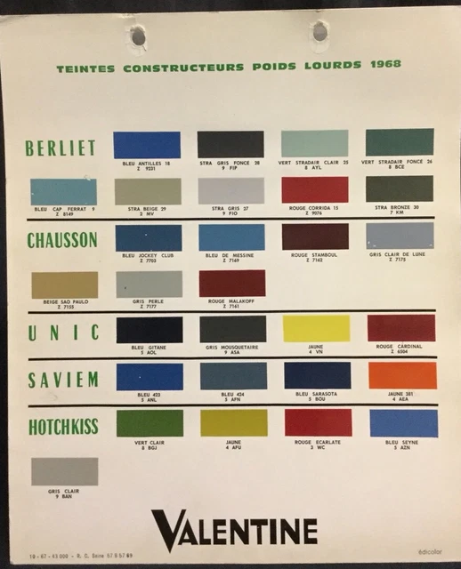 RARE 1968 VALENTINE Color Chart Book Heavyweight HOTCHKISS SHOES ETC £ ...