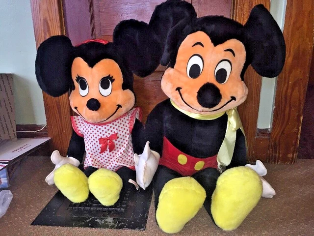 DISNEY MICKEY & Minnie Mouse Plush Giant Stuffed Animals 3 Foot Vintage ...
