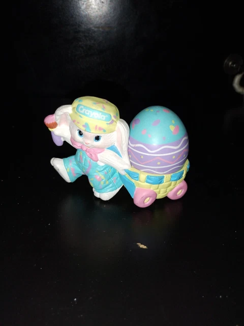 VINTAGE CRAYOLA BUNNY Figurine Train & Cart w/ Egg 1990. Hallmark 🐰 $7. ...