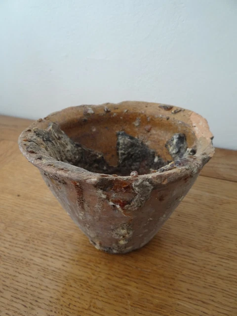 BEAU POT ANCIEN à Résine Landais Résinier en Terre Cuite Vernissée 3 ...