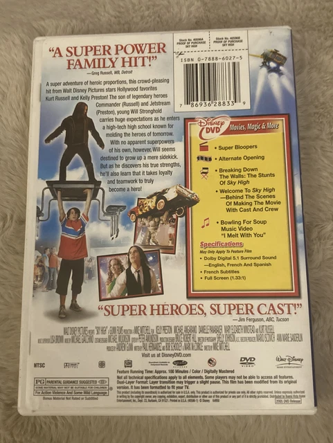 SKY HIGH (DVD, 2005, plein écran) avec insertion super-héros Walt ...
