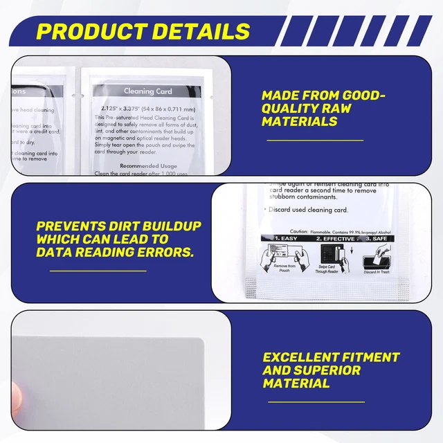 CR80 CLEANING CARDS, Dual Side Card Reader Cleaner, POS Swipe ...