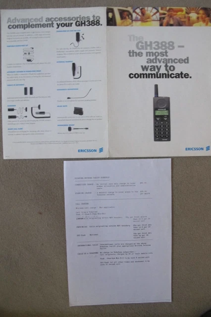 ERICSSON GH388 MOBILE Phone Original Sales Brochure+Dealer Price List ...
