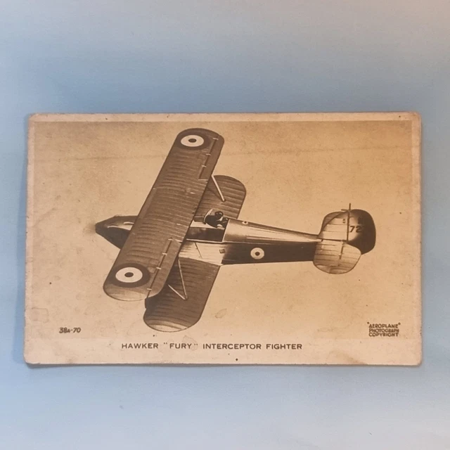 WW2 AIRCRAFT POSTCARD Real Photo C1940 RAF Hawker Fury Biplane Fighter ...