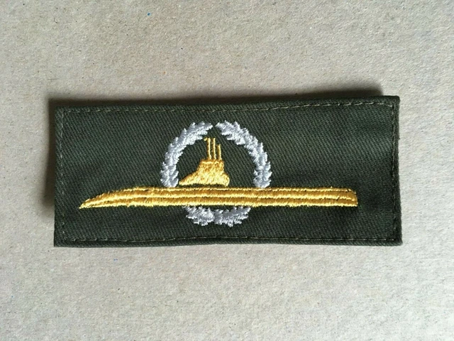 BUNDESWEHR MARINE ABZEICHEN Aufnäher "U-Boot Personal", (Oliv/ Gelb ...