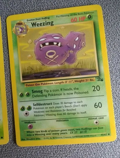WEEZING 45/62 FOSSIL Set Pokémon Card Official WOTC Very good condition ...