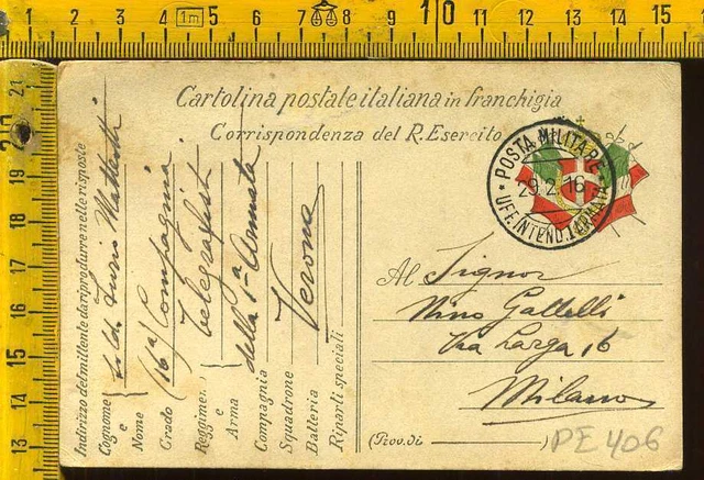 PRIMA GUERRA FRANCHIGIA Posta Militare 1 Armata Telegrafisti x Milano pe 406 EUR 3,49 - PicClick FR