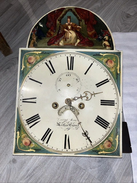 DAVID JONES GRANDFATHER Clock Face 1840 With Brass Mechanism £73.52 ...