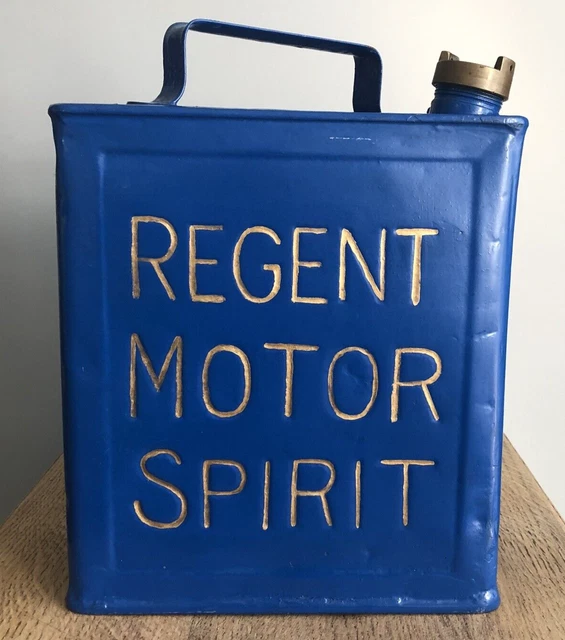 REGENT MOTOR SPIRIT Vintage 2 Gallon Blue Petrol Can With Brass Cap £95 ...