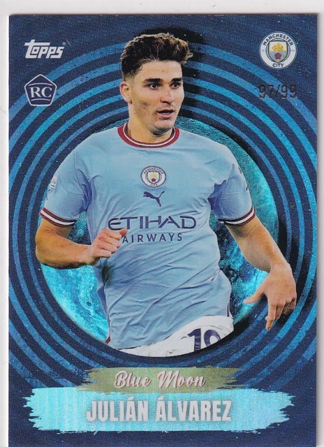 TOPPS MANCHESTER CITY Team Set 2022-2023 Julian Alvarez Blue Rookie RC ...