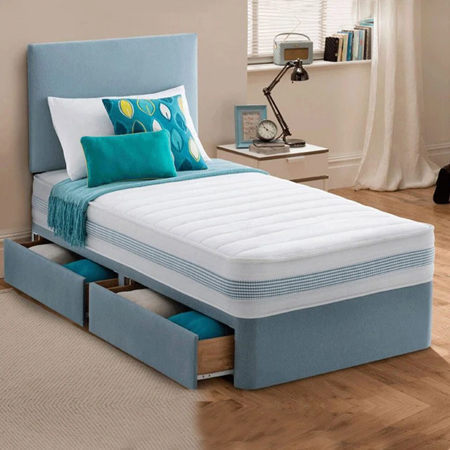 SINGLE PLUSH DIVAN Bed Set 3FT Drawer Option With Mattress for Children ...