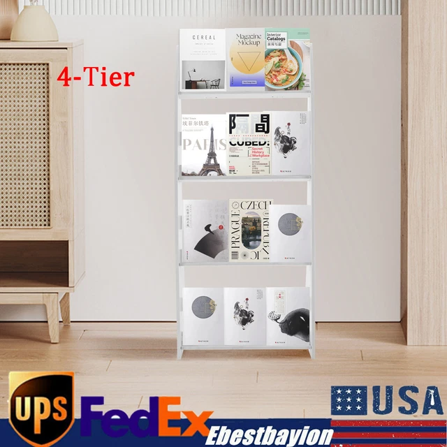 4-TIER BOOK DISPLAY Rack Brochure Holder Literature Floor Standing ...