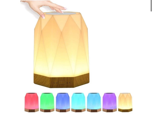 TOUCH LAMP, WIRELESS Dimmable Night Light with 8 RGB Colour Changing ...