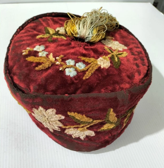 ANTIQUE FEZ SMOKING Cap Hat Hand Embroidered Felt Turkish Ottoman - Old ...