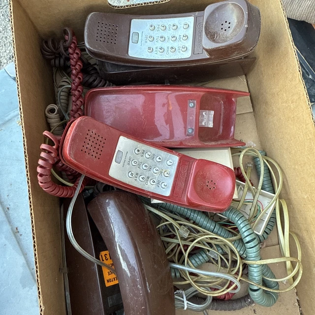 VINTAGE ITT RED Trimline Push Button Phone Lot Brown And Accessories 3 ...