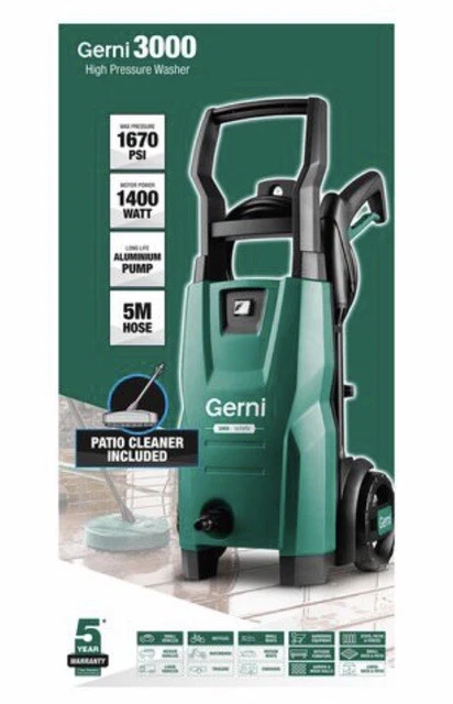 NEW GERNI 3000 1670PSI 1400W High Pressure Washer $269.10 - PicClick AU