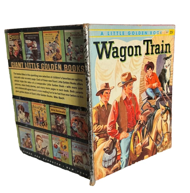 VINTAGE LITTLE GOLDEN Book WAGON TRAIN "A" First Edition Emily Broun ...