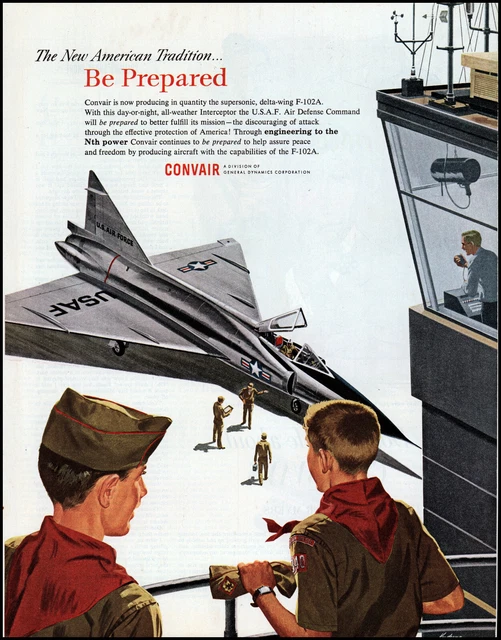 1955 USAF CONVAIR Delta-Wing F-102A Interceptor Aircraft retro art ...