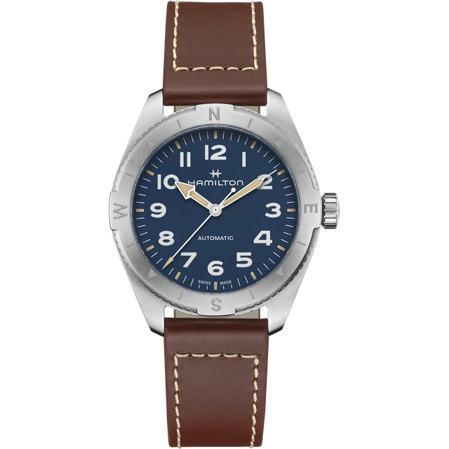 HAMILTON KHAKI FIELD Expedition Auto Blue Dial LTHR Band Men's Watch ...