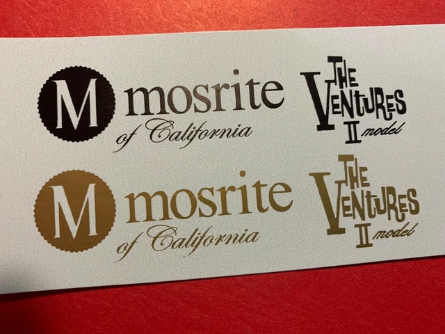 MOSRITE VENTURES MODEL II Guitar Headstock Waterslide Decals Gold or ...