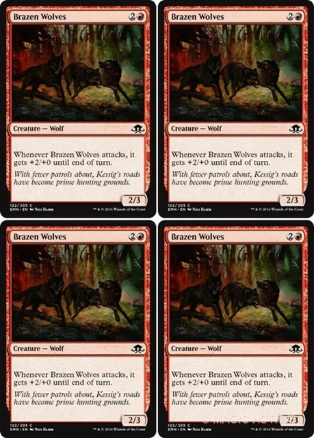 4X BRAZEN WOLVES Eldritch Moon MTG Red Creature — Wolf Com EUR 0,71 ...