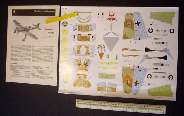 LUFTWAFFE FOCKE-WULF FW190. Kit schede ritagliate JFS Schreiber anni ...