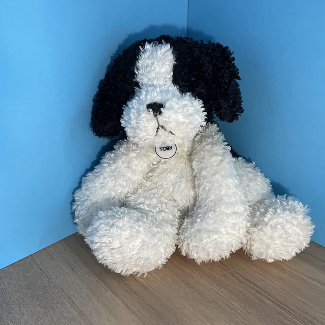 CUDDLES TIME TOBY White Black Curly Puppy Dog Soft Plush Toy 10” £16.15 ...