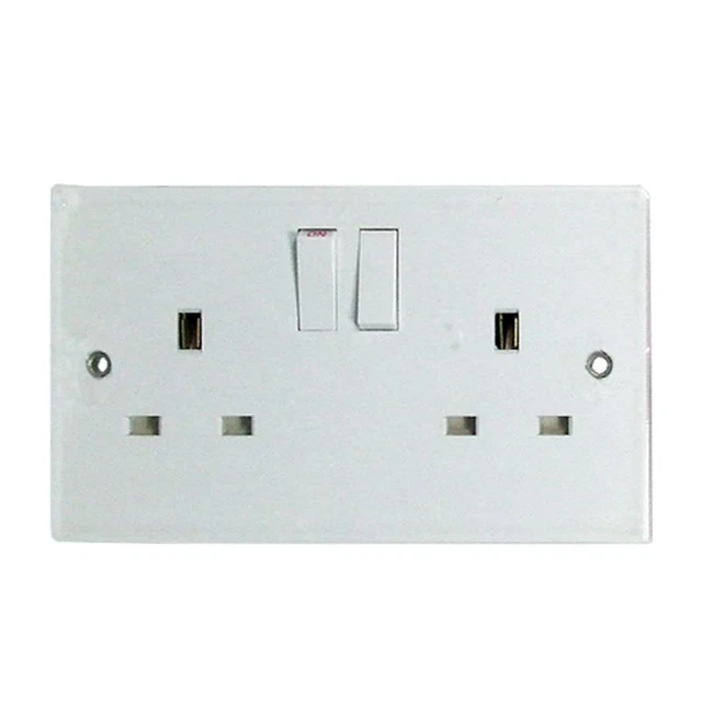 2 SWITCH SOCKETS Twin Switched Socket Double Switch Sockets 13Amp Dual ...