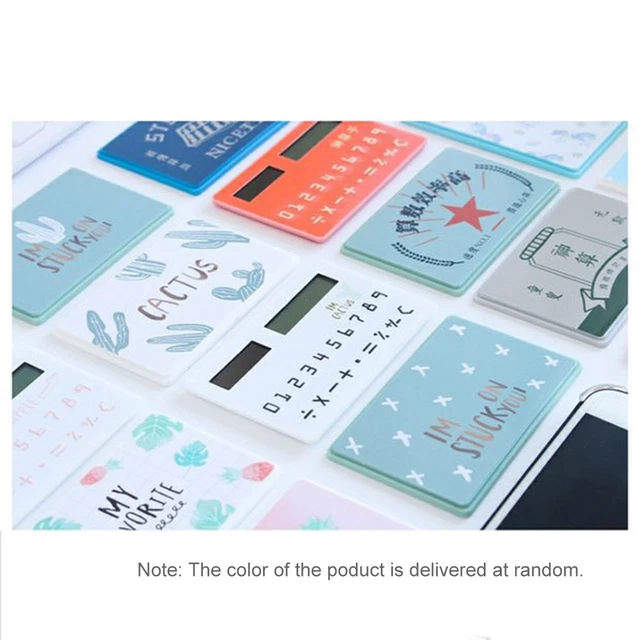MINI CARD SIZE Calculator Ultra-thin Cute Cartoon Solar Powered ...