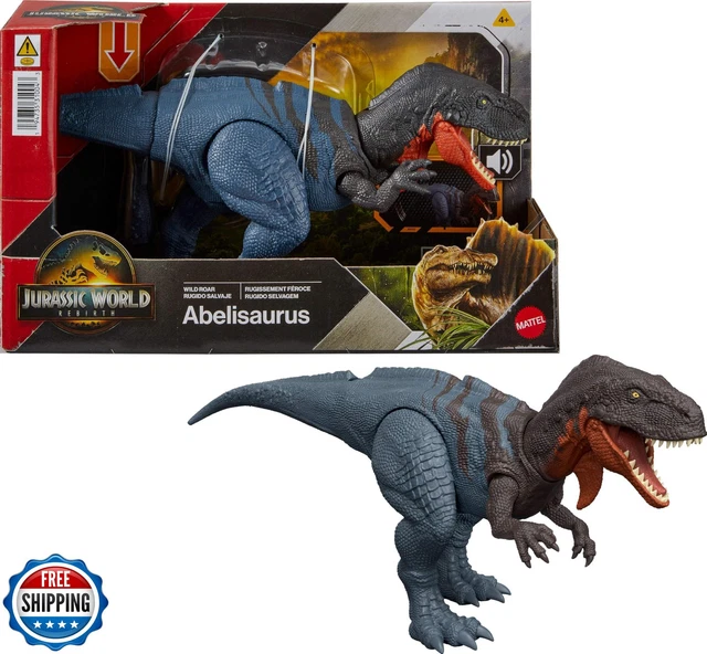 MATTEL JURASSIC WORLD Rebirth Wild Roar Dinosaur Toy, Abelisaurus ...