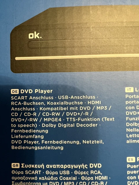 LECTEUR DVD OK. OPD 270 NEUF EMBALLAGE D'ORIGINE HDMI SCART USB MP3 ...