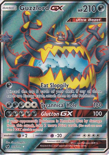 POKEMON - GUZZLORD Gx ( Engloutyran Gx) - 105/111 Full Art Sl4 Anglais ...