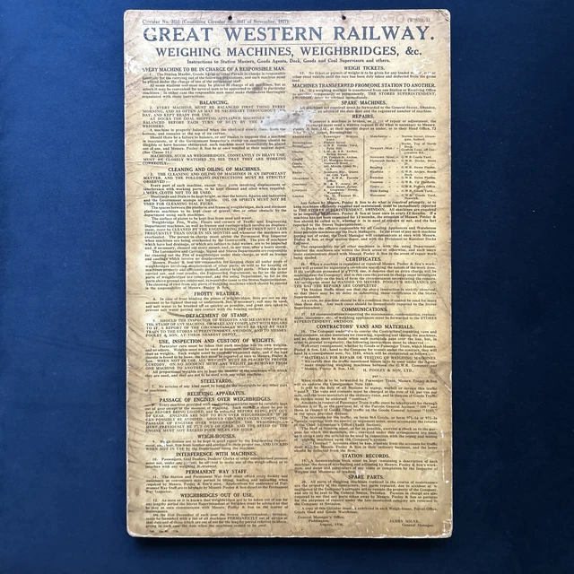 VINTAGE ANTIQUE 1927 Great Western Railway Circular Notice Sign ...