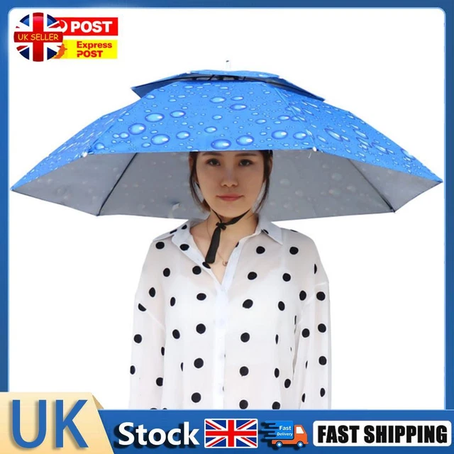 PORTABLE RAIN UMBRELLA Hat Foldable Outdoor Sun Shade Head Cap (Dark ...