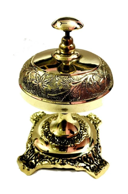 HOTEL COUNTER SERVICE Bell Nautical Solid Brass Table Bell Antique ...