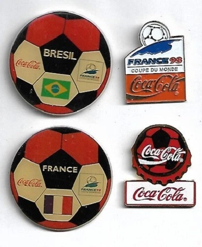 LOT DE 4 pin's coca cola coupe du monde de football 1998 EUR 9,80 - PicClick FR