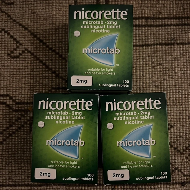 300 NICORETTE MICROTAB 2Mg Sublingual Tablets 100 X 3 X Boxes New And ...