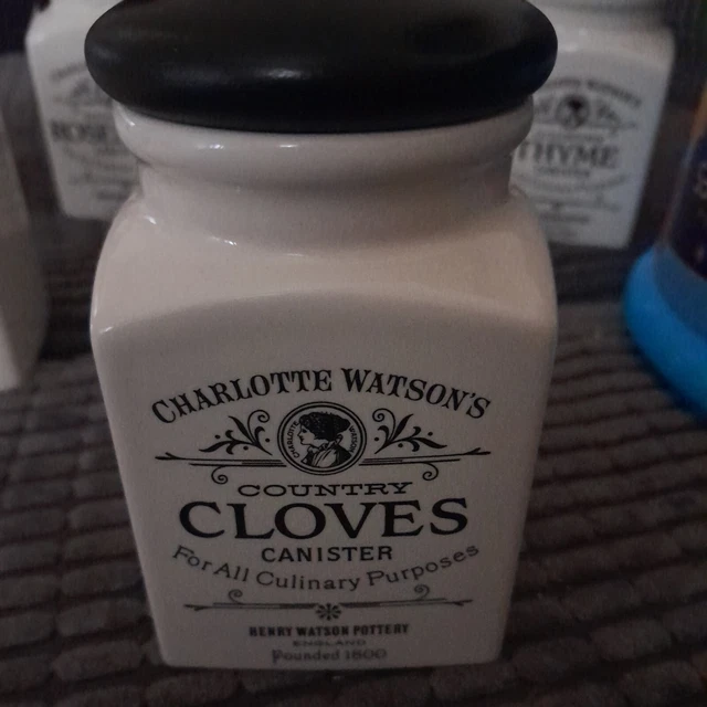 CHARLOTTE WATSON'S SPICE Jar - Cloves vtg Henry Watsons Pottery cooking ...