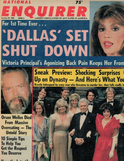 NATIONAL ENQUIRER OCT 1985 DYNASTY, DALLAS, VICTORIA PRINCIPAL, ELVIS ...