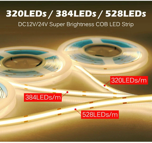 COB LED STRIP Fairy light 12V 24V FOB 224 384 528 Dimmable High Density ...