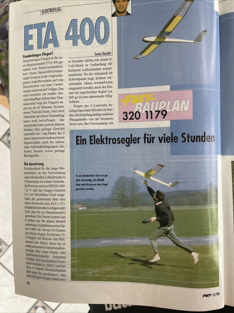 BAUPLAN FÜR E-SEGELFLUGZEUG ETA400, 200 cm Spannweite EUR 6,00 ...