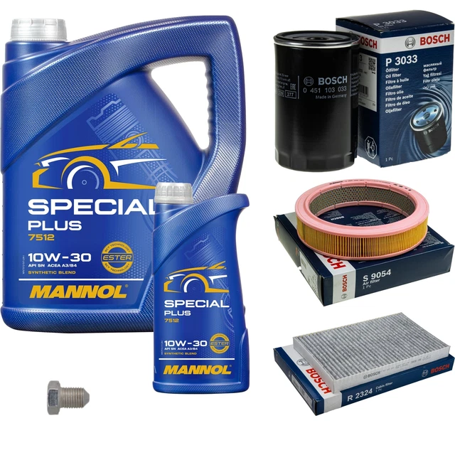 BOSCH INSPECTION SET 6L mannol Special Plus 10W-30 pour Audi 100 1.8 ...