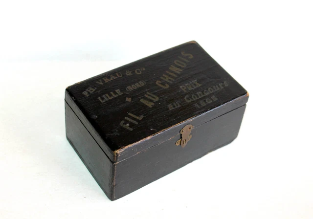 ANCIEN COFFRET BOITE Bois De Couture Fil Au Chinois Ph. Vrau Lille ...