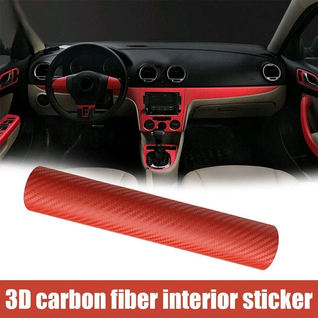 NEW 3D RED Carbon Fiber Car Interior Door Panel Stickers Protector NICE ...
