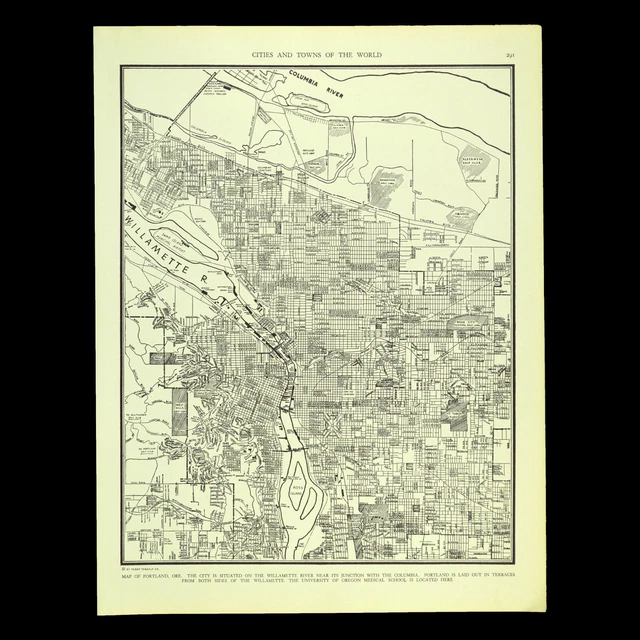 1940S VINTAGE PORTLAND City Map Antique Map of Portland Oregon Wall Art ...