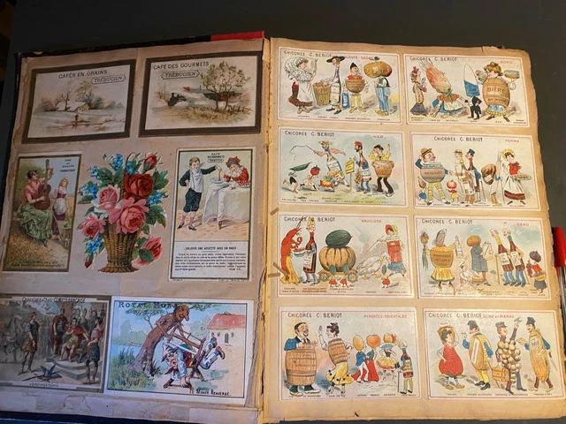 ALBUM CHROMOS PUBLICITAIRES 1885-1910 ~500 cartes: LU, Poulain, Pernot ...