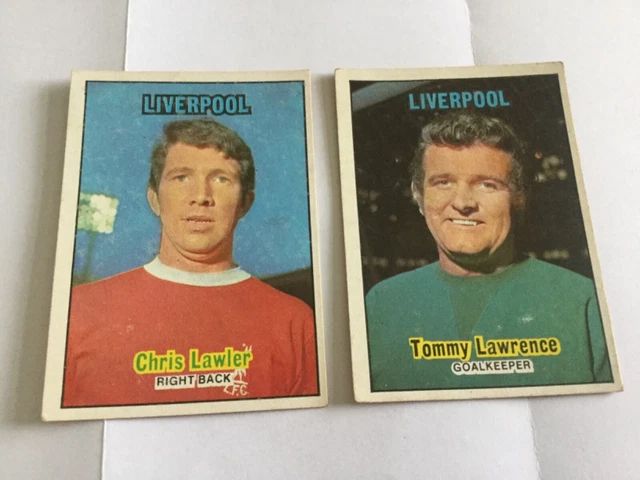 ABC FOOTBALL CARDS~ 1970 ORANGE ~ LIVERPOOL ~ CHRIS LAWLER ~ TOMMY ...