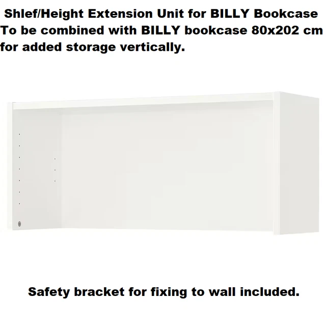 IKEA BILLY BOOKCASE Shelf/Height Extension Unit White Top Wall Mount ...